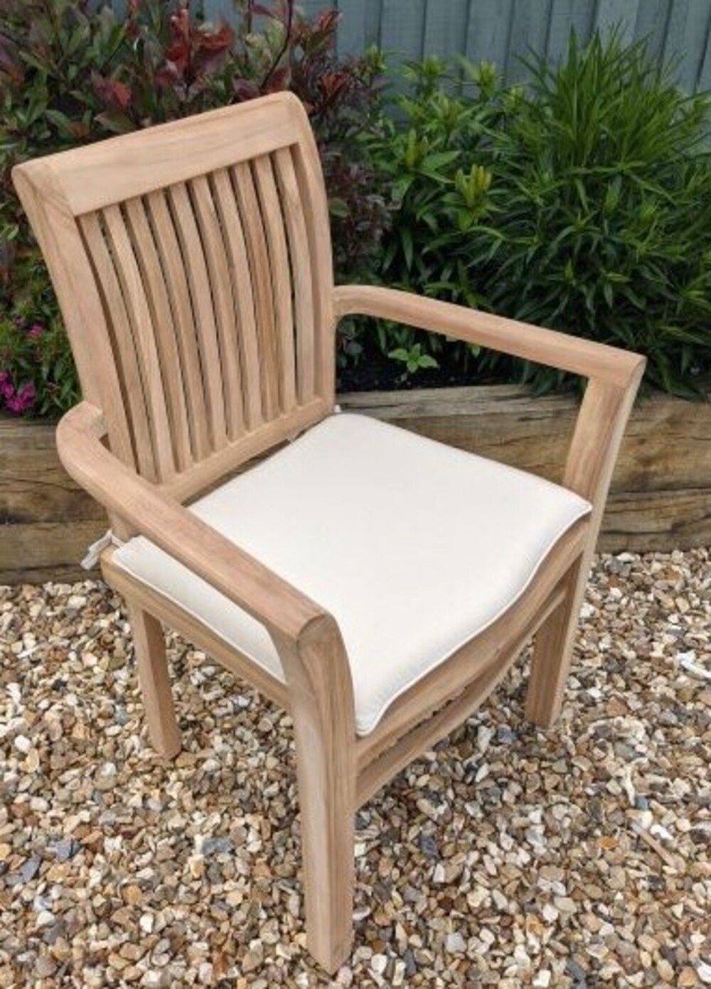 Stacking Chair Cushion in Cream | Shop | Ocean Teak Outdoor Living